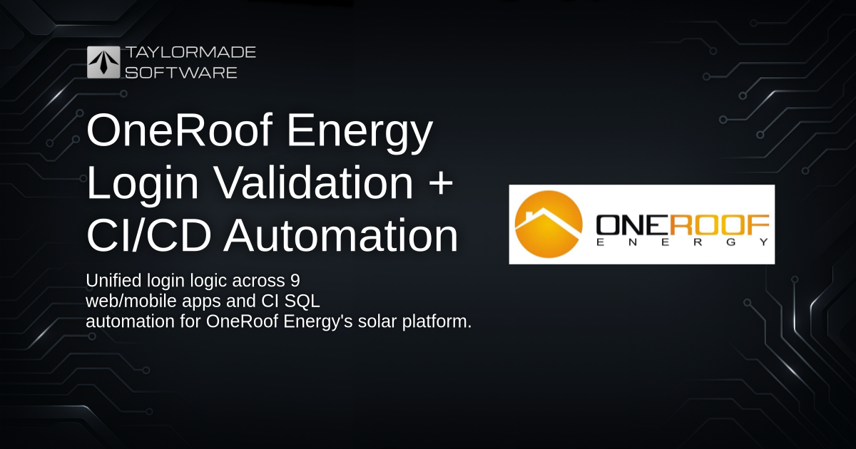 OneRoof Energy Login Validation Plus CI/CD Automation With SQL Server